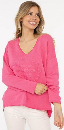 Zwillingsherz Sweatshirt Positive Mind mit Kontrastnaht in Neonfarbe