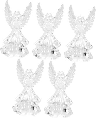 Cabilock 5st&uuml;cke Teiliges Led Acryl Engel Nachtlicht Farbwechselndes Xmas Deko Licht Mit Stabilem Standfu&szlig; Leuchtende Weihnachtsdeko F&uuml;r Tisch Party Zuhause Un