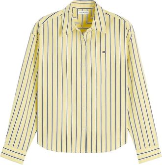 Tommy Hilfiger Femme, Blouses et Chemises, Multicolore, Taille: 40 FR Summer Poplin LS Boxy Shirt