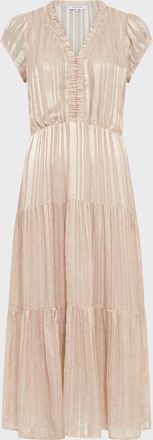 Gerard Darel Robe longue et cintr&eacute;e &agrave; lurex dor&eacute; - RIONNA - Naturel