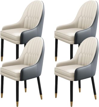 Generic Set Aus 4 Modernen Esszimmerst&uuml;hlen Aus Mikrofaserleder Mit Ergonomischer R&uuml;ckenlehne Und Metallbeinen - Nordischer Leichter Luxusstil(A)