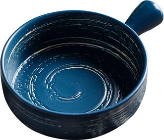 Lavami Keramik mit Griff 600 ml, kleine Auflaufform for den Ofen, runde Keramik, runde Auflaufform aus Steinzeug, klein, Keramik-Lasagne-Pfanne, tiefblau (Co