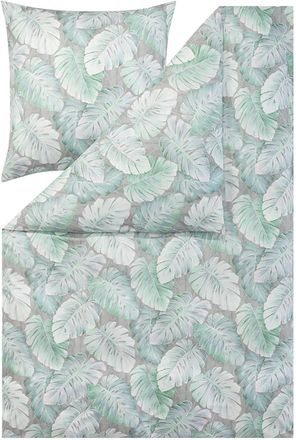 ESTELLA Bettwäsche 155x220 und 80x80, Rabea Tropenblatt, Interlock Jersey, bügelfrei, Ganzjahresbettwäsche aus Baumwolle, pflegeleicht mit Reißverschluss