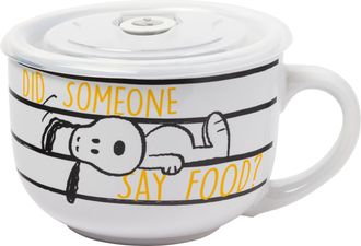 Silver Buffalo Peanuts Snoopy and Woodstock Suppentasse aus Keramik mit bel&uuml;ftetem Kunststoffdeckel, 680 ml