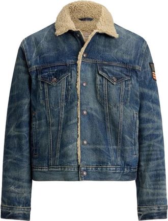 Ralph Lauren Fleecegef&uuml;tterte Denim Trucker Jacke - - Jackets - Herren - Blau - XL