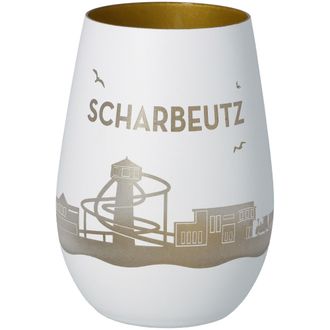 Goodtimes Windlicht Scharbeutz Skyline (Weiß & Gold)