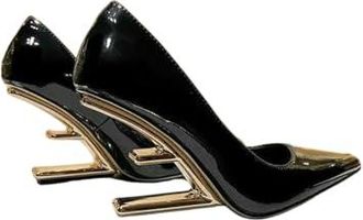 Generic YUJIEBB Chaussures simples tendance sexy antid&eacute;rapantes &agrave; talons hauts Forme sp&eacute;ciale Demi-soutien Chaussures de banquet pour femme, 2418 Noir, 39.5 E