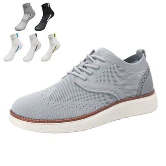 Generic Chaussures d&eacute;contract&eacute;es &agrave; lacets pour homme - Chaussures Oxford confortables en maille - Semelle souple et respirante, gris, 38 2/3 EU