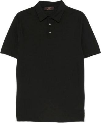 Zanone Homme, Tops, Noir, Taille: 2XL Polo Boutonn&eacute;e &agrave; Manches Courtes
