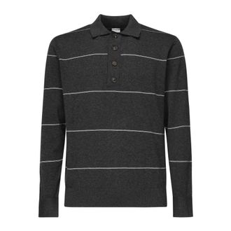 Eleventy Baumwoll-Kaschmir Rippstrick-Polo - - Tops - Herren - Schwarzk - 2XL