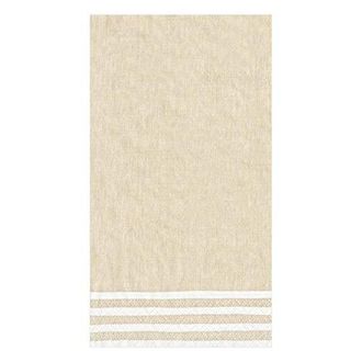 Caspari Gästetuch Bordüre Streifen Papier Gästetuch Servietten in Natur - 15 Stück pro Paket, Gästetuch, Natur