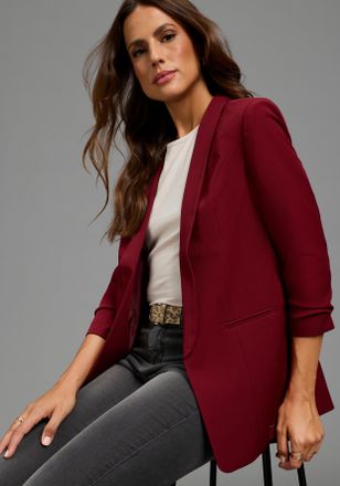 Laura Scott Longblazer LAURA SCOTT, Damen, Gr. 34, rot (bordeaux), Web, Obermaterial: 90% Polyester, 10% Elasthan. Futter: 100% Polyester, unifarben, figurbetont 