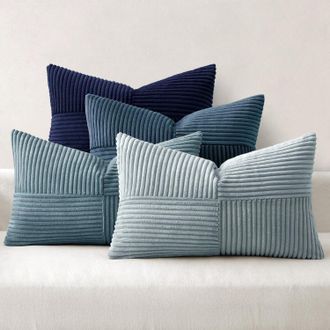 Miulee 4er Set Kordsamt Kissenbezug 30x50 cm Patchwork Kissenh&uuml;lle Weich Dekokissen Modern Unsichtbarer Rei&szlig;verschluss Sofakissen Zierkissen f&uuml;r Sofa Wohnzim