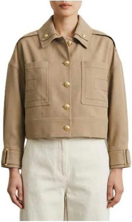 Elisabetta Franchi Femme, Vestes, Gris, Taille: 38 FR Blouson &agrave; poches plaqu&eacute;es