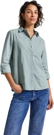Street One Damen 3412266 Gestreifte Business Bluse, Arona Blue, 34