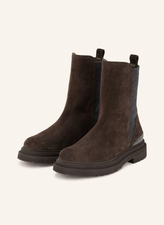 Brunello Cucinelli Brunello Cucinelli Chelsea-Boots Mit Schmucksteinen braun
