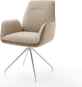 DELIFE Drehstuhl Zoa-Flex Materialmix Schlamm Kreuzgestell konisch Edelstahl 180&deg; drehbar Taschenfederkern, Esszimmerst&uuml;hle