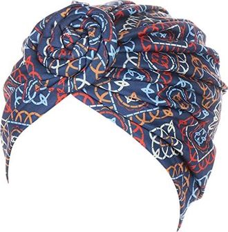 Generic Turban ethnique pour femme - Pour le cancer - Chapeau pour femme - Bandeau Om, bleu marine, Taille unique