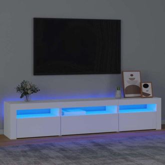 vidaXL Vidaxl - Meuble tv avec lumi&egrave;res led Blanc 195x35x40 cm
