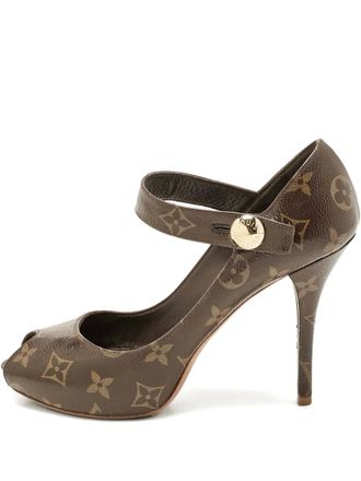 Louis Vuitton chaussures monogramm&eacute;es &agrave; talon - Marron