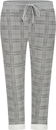 Mississhop 287 Damen Hose Cargohose Blumen Sweatpants Jogginghose Baumwolle Freizeithose Boyfriend Blau Gelb Model 40 kariert