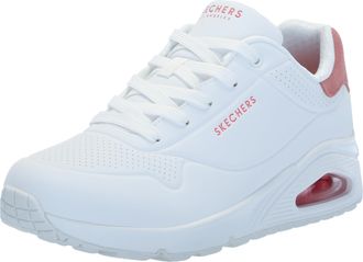 Skechers Damen Pop Back UNO, White Durabuck/Coral Suede Trim, 36.5 EU