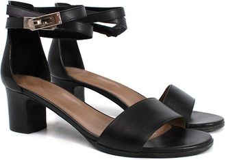 Herm&egrave;s Black Leather Manege Sandals Size 39.5
