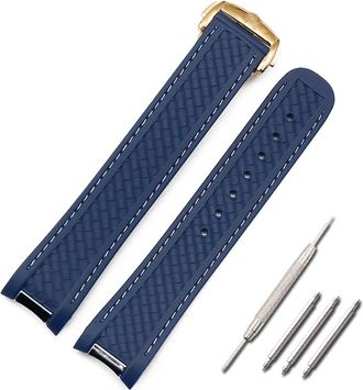 Generic Silikonarmband 20 mm Uhrenzubehör für Omega Hippocampus 300 AT150 8900 Meter Marinegummi-Schmetterlingsschnallenband