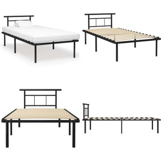 vidaXL Bettgestell Schwarz Metall 100x200 cm - Metallbett - Doppelbett - Boxspringbett - Bettgestell - Schlafraum - Home & Living