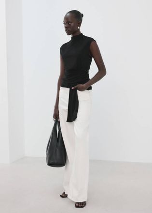 Mango Top d&eacute;tail fronc&eacute; noir - Femme - XS - MANGO