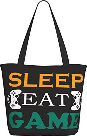 AOOEDM Sleep Eat And Game Ladies Shopping Bag 13x11x7in.Le cadeau parfait pour la Saint-Valentin.Cest de la Saint-Valentin pour maman, fille, &eacute;pouse, etc
