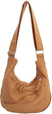 Generic Sac &agrave; bandouli&egrave;re tendance en toile pour femme et fille pour l&eacute;cole, le travail, un usage quotidien, marron, 11.02x4.33xcinch
