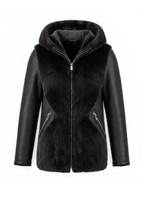 Funk since 1776 Wendejacke StylischeJacke mit Kapuze aus Leder- und Fellimitat - 2 Looks in einem