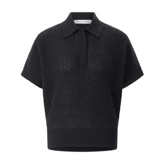 Iris Von Arnim Kurzarm-Polo-Pullover - - Knitwear - Damen - Schwarzk - S