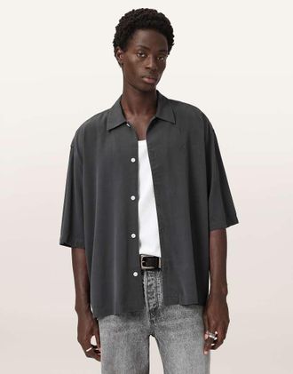 AllSaints Rialto - Chemise &agrave; manches courtes - Gris corbeau