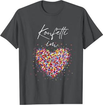 Generic T-shirt &agrave; confettis dans un coeur pour femme - Col rond - Motif lettres - D&eacute;contract&eacute; - Costume de carnaval - Confortable - Jolies couleurs - Combinab
