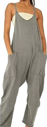 Generic Combinaison de maternité dété surdimensionnée pour femme - Col en V - Spaghetti - Sans manches - Coupe ample, gris foncé, 5XL