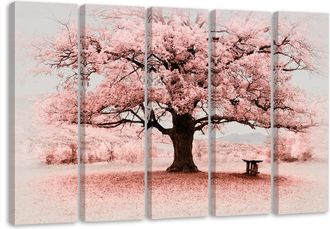 Feeby Wandbilder 200x100 cm Natur Baum Abstraktion 5 tlg Modern Leinwandbilder Bilder Bild auf Leinwand Design Wohnzimmer Schlafzimmer Flur Büro Zweige Blät