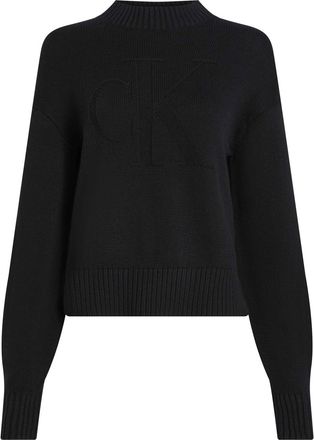 Calvin Klein Jeans Damen CK INTARSIA LOOSE SWEATER J20J224224, Black (CK Black), L