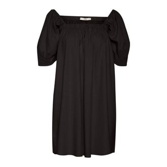 Gestuz Femme, Robes, Noir, Taille: 42 FR Robe Courte Noire en Lin avec Volant