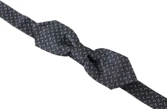 Dolce & Gabbana Mens Blue Gray Polka Dot Silk Neck Papillon Tie