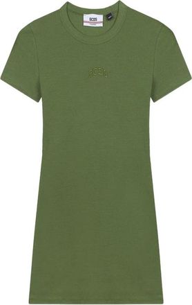 GCDS Gcds, Femme, Robes, Vert, Taille: 36 FR Mini robe de d&eacute;tente c&ocirc;tel&eacute;e &agrave; logo