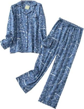 Generic Ensemble de pyjama &agrave; manches longues pour femme - Tenue de d&eacute;tente confortable, tunique d&eacute;contract&eacute;e &agrave; col rond et pantalon de pyjama &eacute;pais avec poche