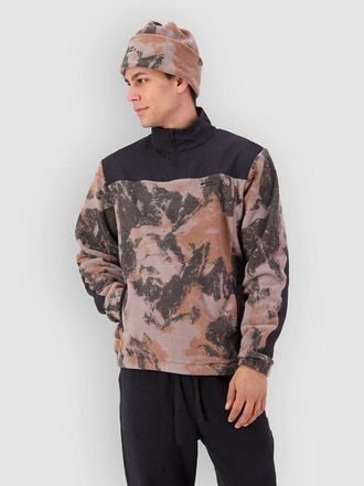Mons Royale Pileup Wool 1/4 Half-Zip Fleece Pullover mtn camo orange