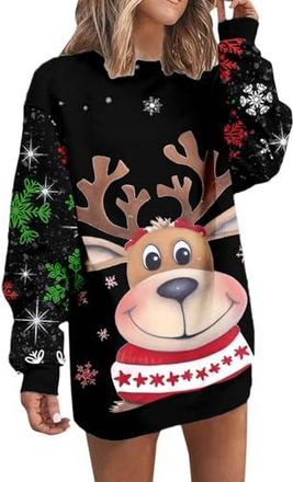 Generico Robe décontractée en tricot festif pour femme à manches longues et manches longues, kaki, Small