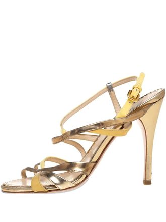 Prada sandales en cuir verni à brides 110 mm - Jaune