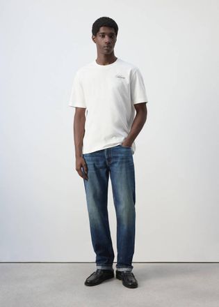Mango T-shirt 100 % coton imprim&eacute; blanc - Homme - XXL - MANGO MAN