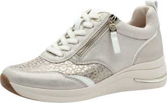 Tamaris Comfort Damen Sneaker flach mit Schn&uuml;rsenkeln mit Rei&szlig;verschluss, Beige (Beige Glam), 40 EU