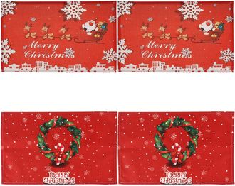 Valiclud 4 St&uuml;ck Weihnachts Tischset aus Leinen Hitzebest&auml;ndige Geschirrmatten Wiederverwendbare W&auml;rmed&auml;mmplatten zum Schutz der Tischoberfl&auml;che