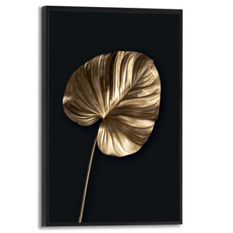 Reinders Gerahmtes Bild, Palmenblatt Gold, Wohnzimmer, Bilder, Wanddeko, Room Decor, MDF, Gold, 30 x 20
